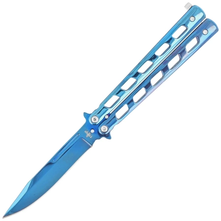 Third Decor Habitat Balisong Blue Titanium Stainless Steel, Blue ...
