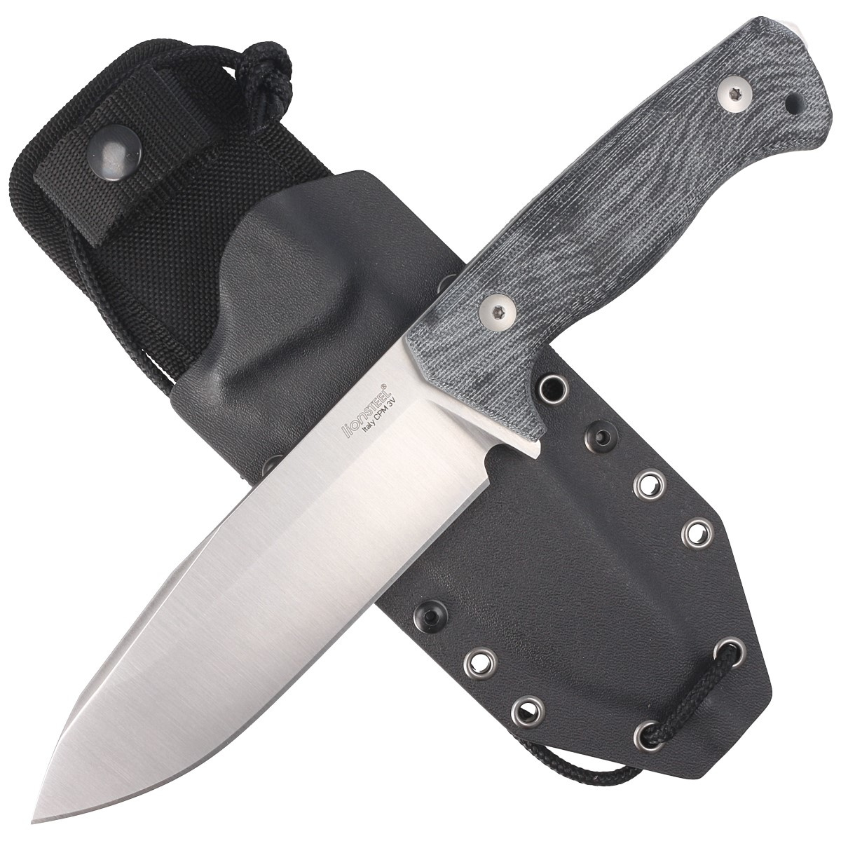 LionSteel Knife Black Canvas Micarta, Satin CPM 3V by Molletta (T6 3V ...