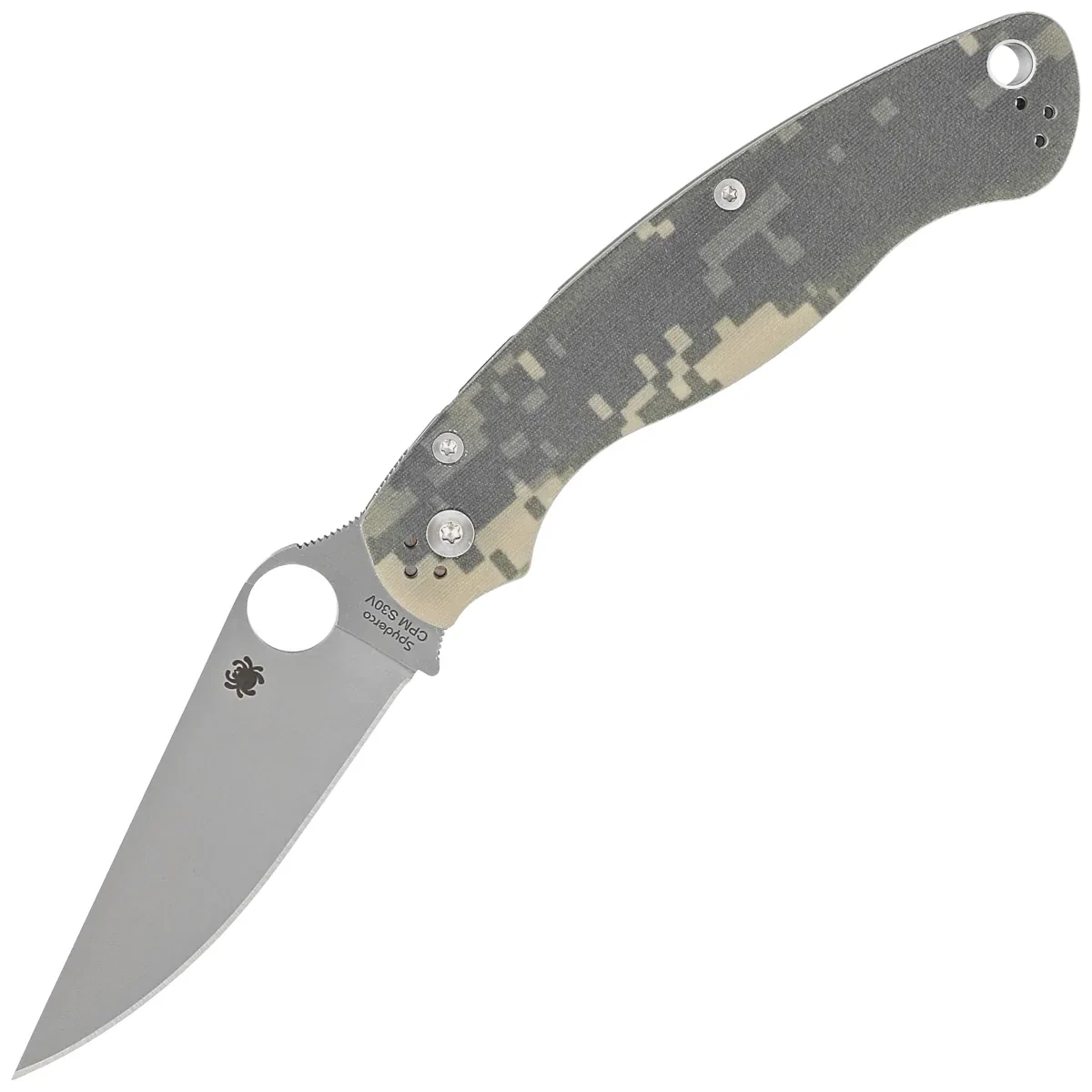 Spyderco Military 2 Camo G10, Satin Plain CPM S30V by Sal, Eric Glesser ...