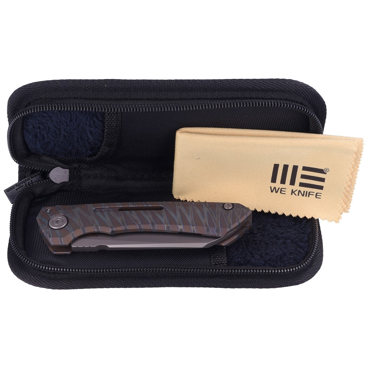 WE Knife Mini Buster Tiger Stripe Titanium, Silver Bead Blasted CPM ...