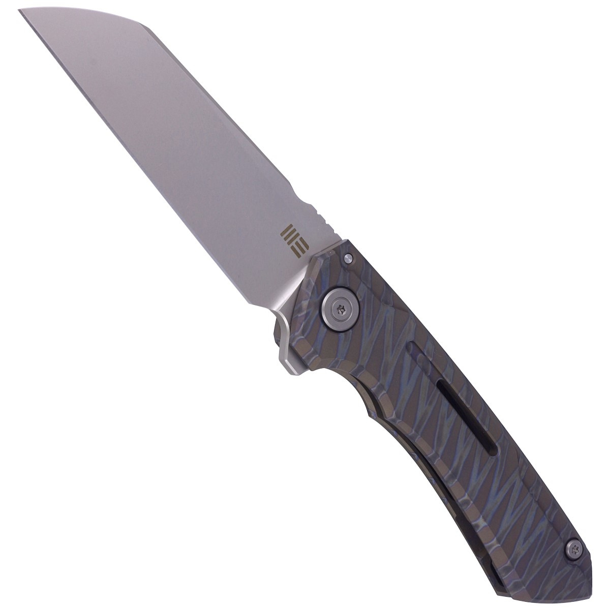 WE Knife Mini Buster Tiger Stripe Titanium, Silver Bead Blasted CPM ...