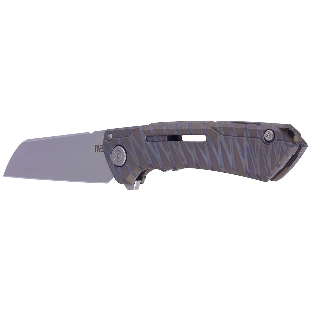 WE Knife Mini Buster Tiger Stripe Titanium, Silver Bead Blasted CPM ...