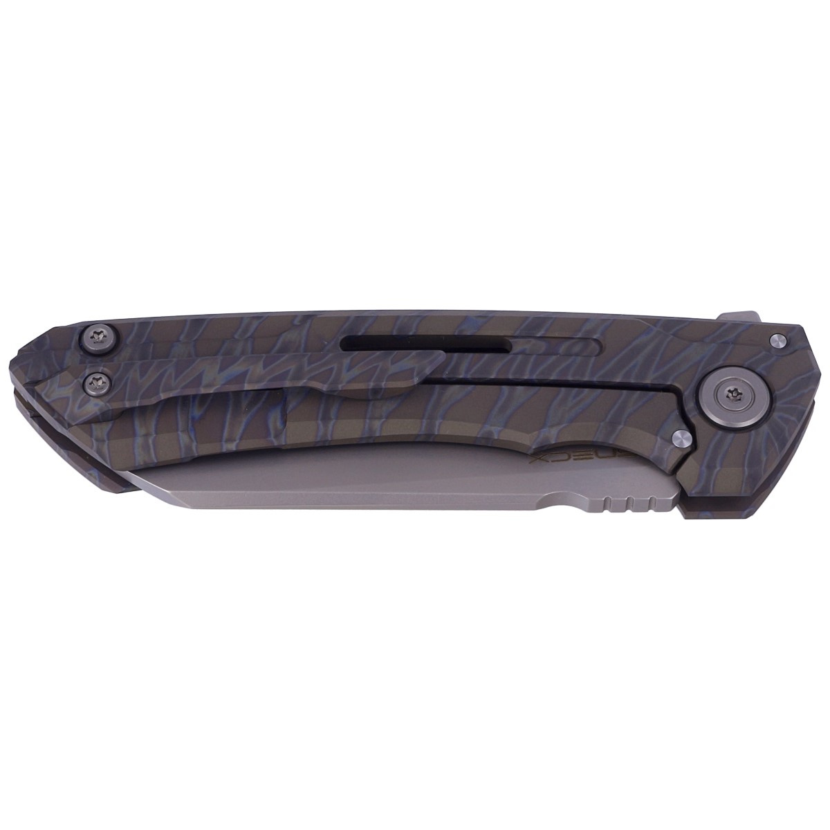 WE Knife Mini Buster Tiger Stripe Titanium, Silver Bead Blasted CPM ...