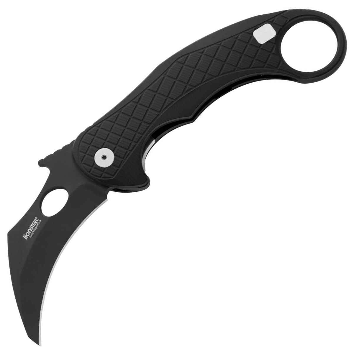 LionSteel L.E.One Knife Black Aluminum, Chemical Black MagnaCut by ...